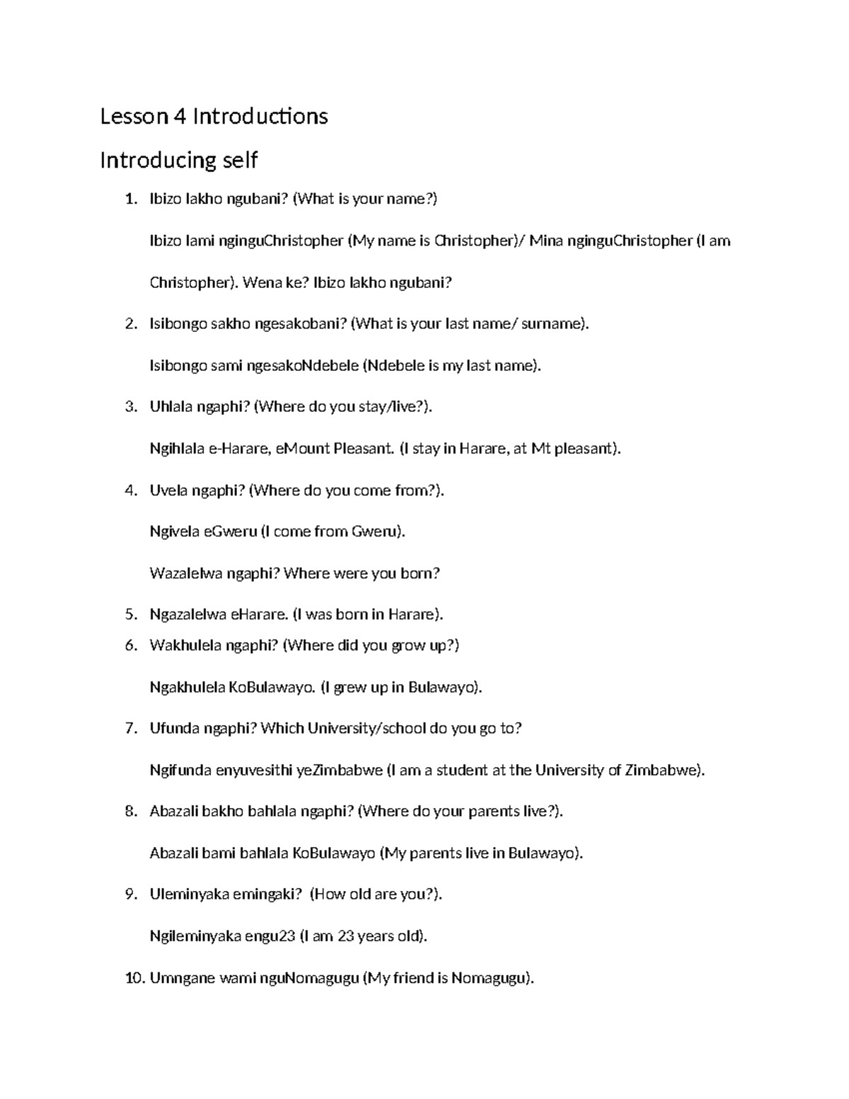 Lesson 4: Introductions and Self-Introduction Phrases - Studocu