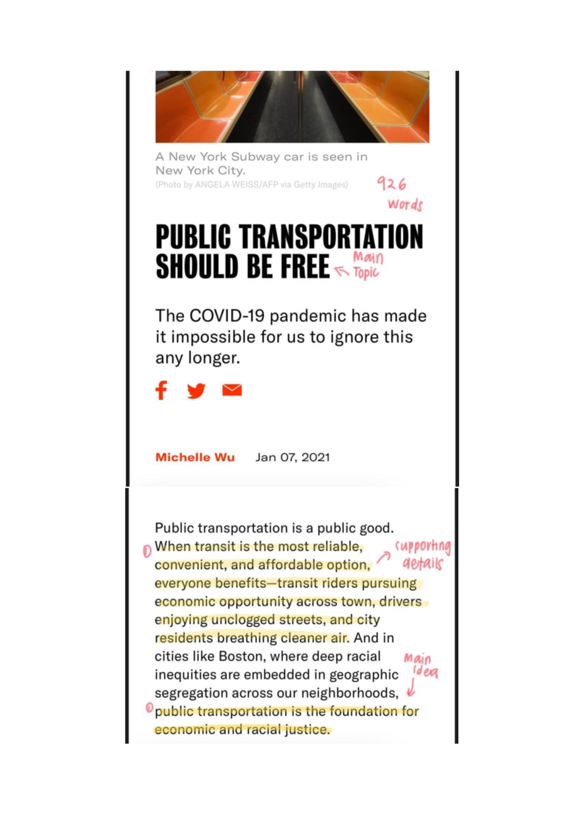 Analysis of the Article: Should Public Transportation Be Free? - Studocu