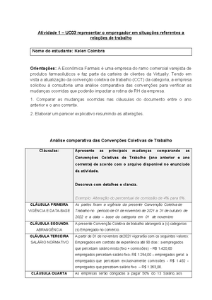 UC03 atividade 2 recursos humanos senac - Atividade 02 – UC representar o empregador em ...
