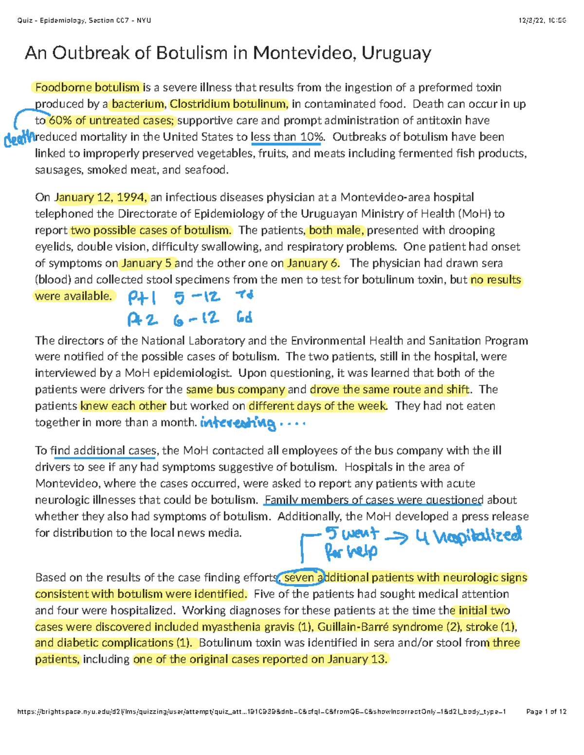 HW 5 - Epidemiology of Botulism Outbreak in Montevideo, Uruguay - Studocu