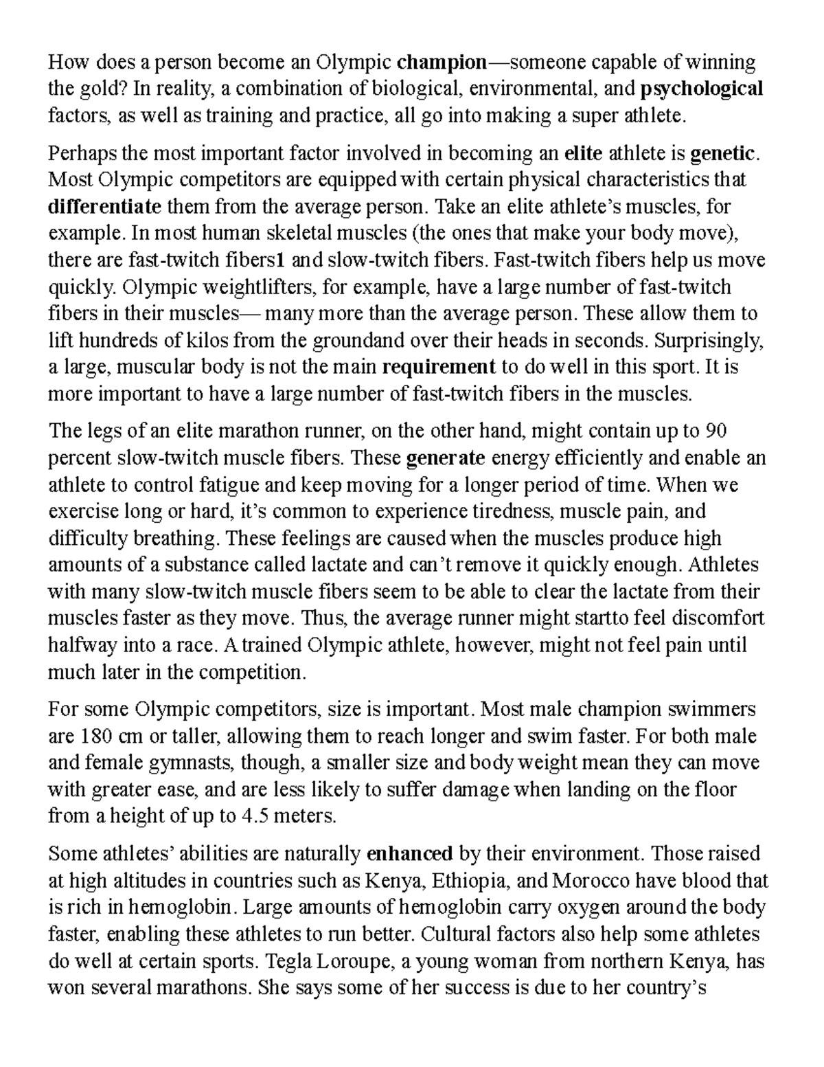 Factors Influencing Olympic Champions: Genetics, Environment & Training ...