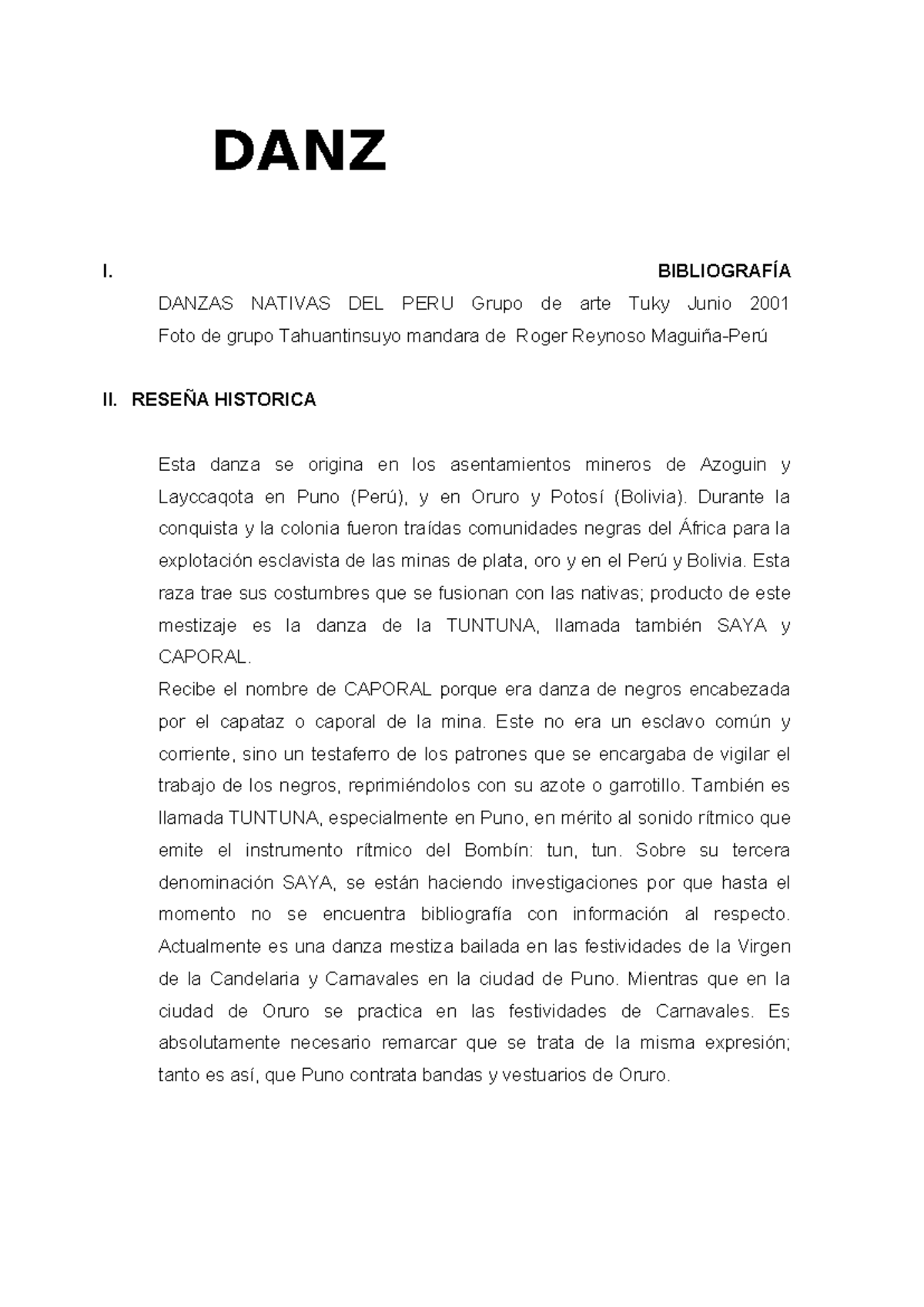 59256573 Danza El Tuntuna y Su Influencia Cultural en Perú - Studocu