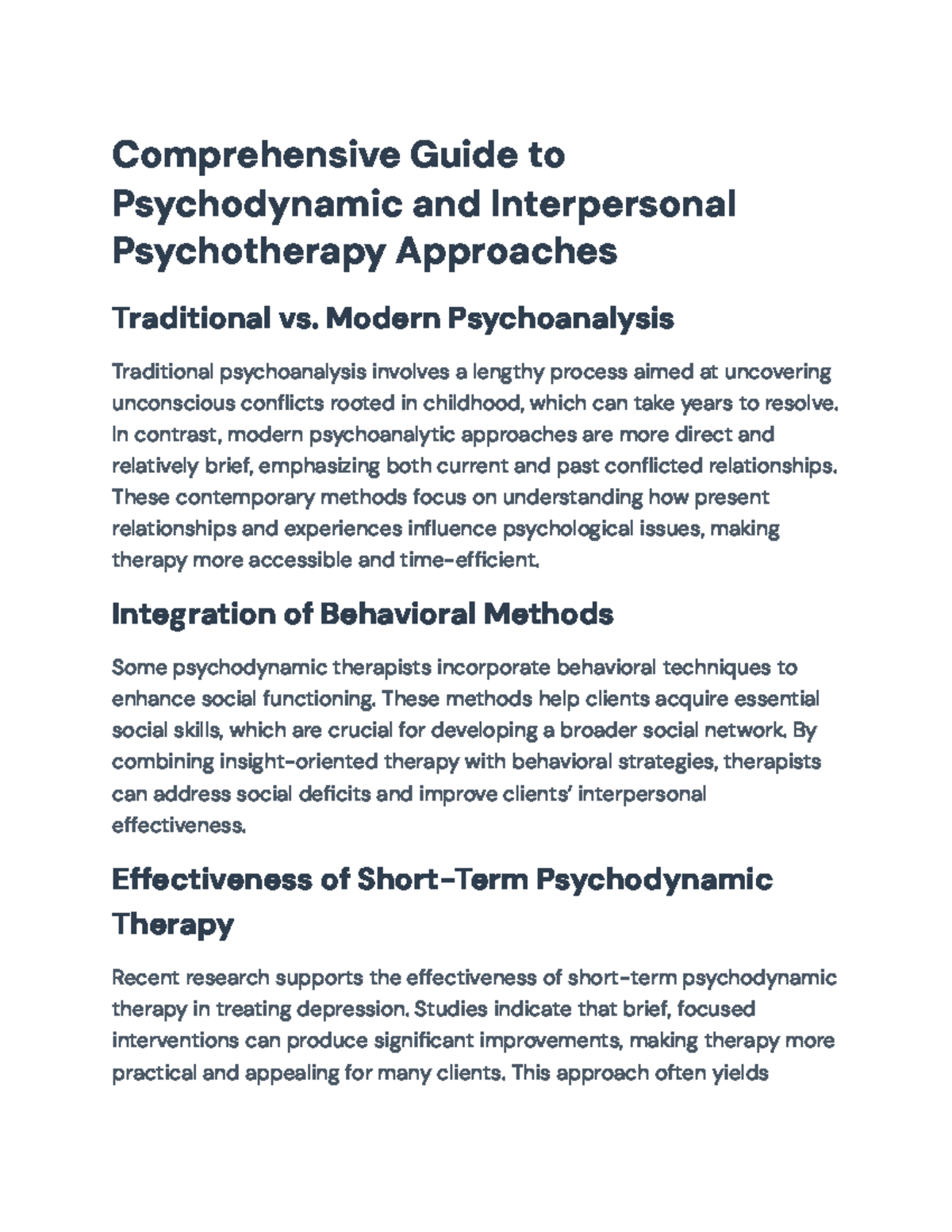 Comprehensive Guide to Psychodynamic & Interpersonal Therapy Approaches ...