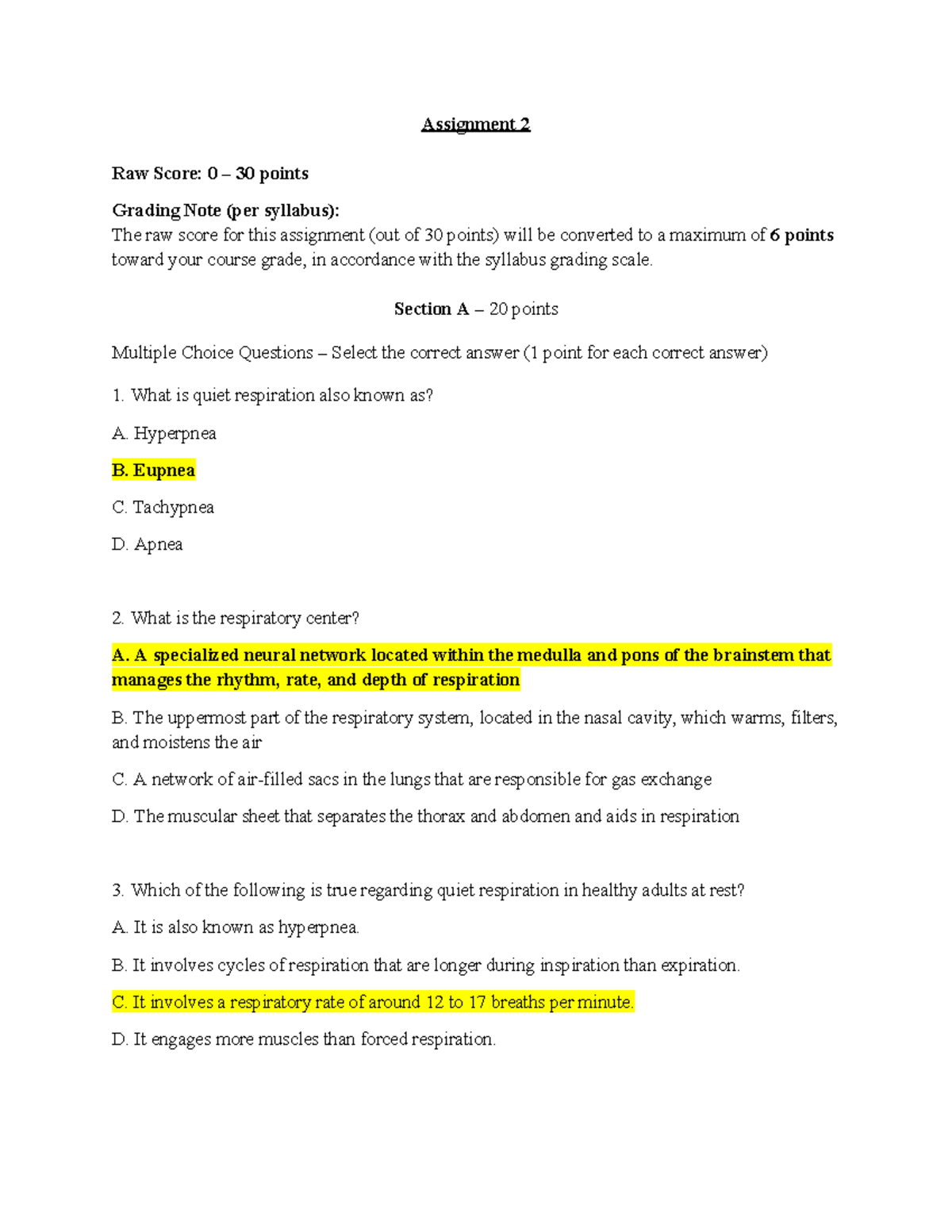 Assignment 2: Grading Notes and Multiple Choice Questions - Studocu
