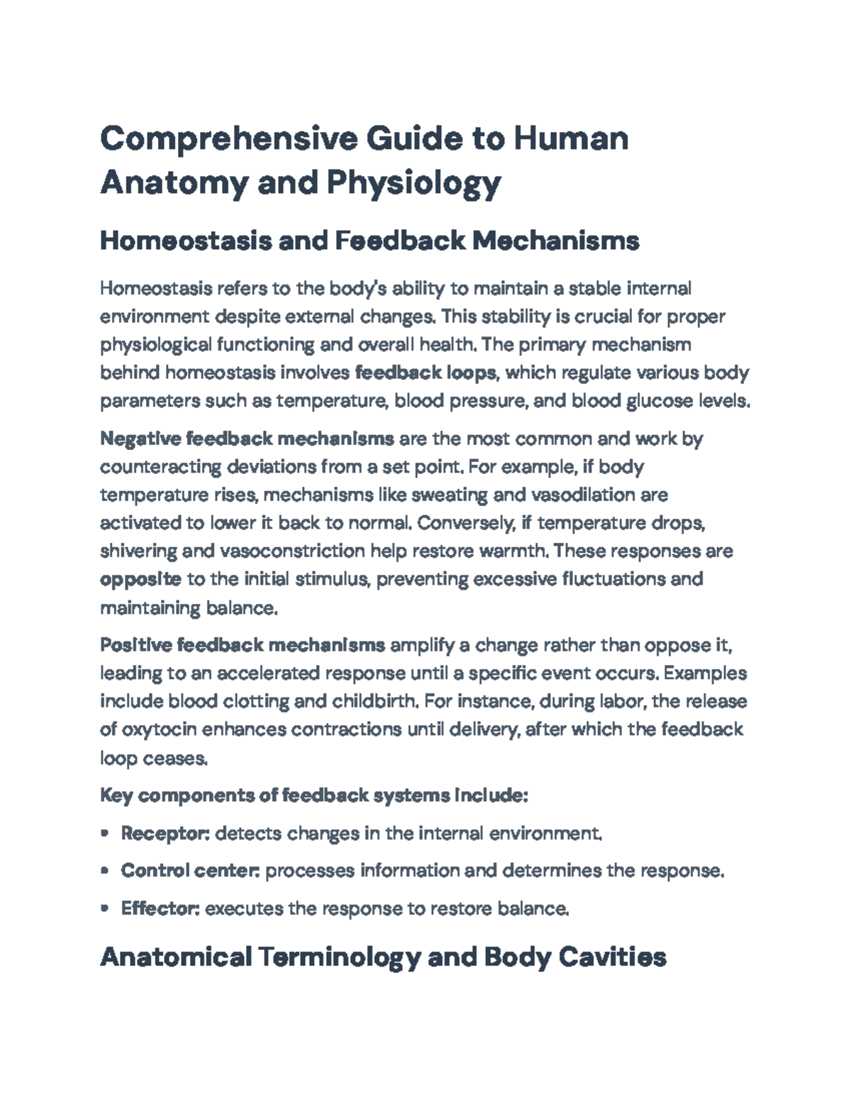 Comprehensive Guide to Human Anatomy and Physiology (ANAT 101) - Studocu