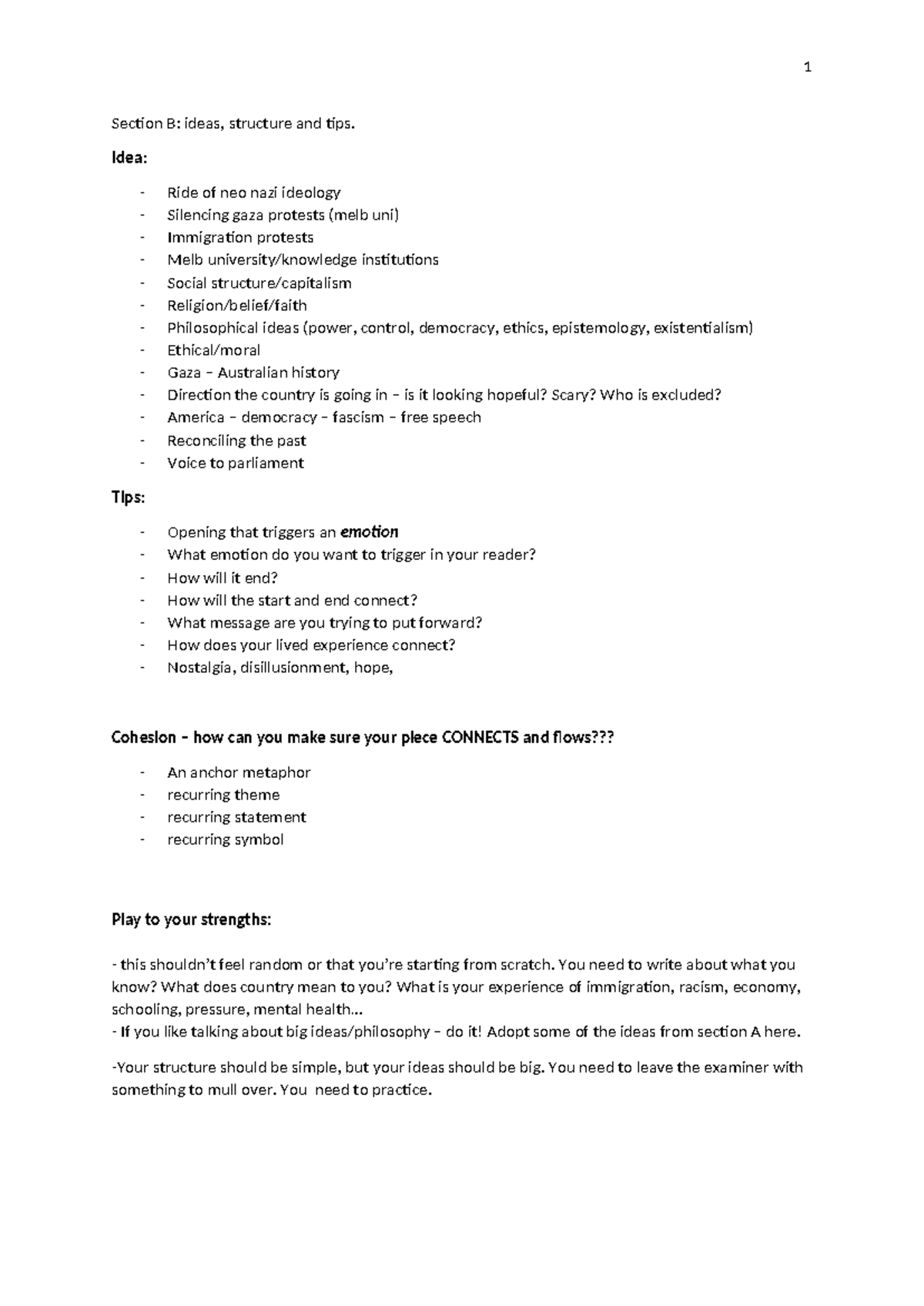 Section B Revision: Exploring Connections and Ideologies - Studocu