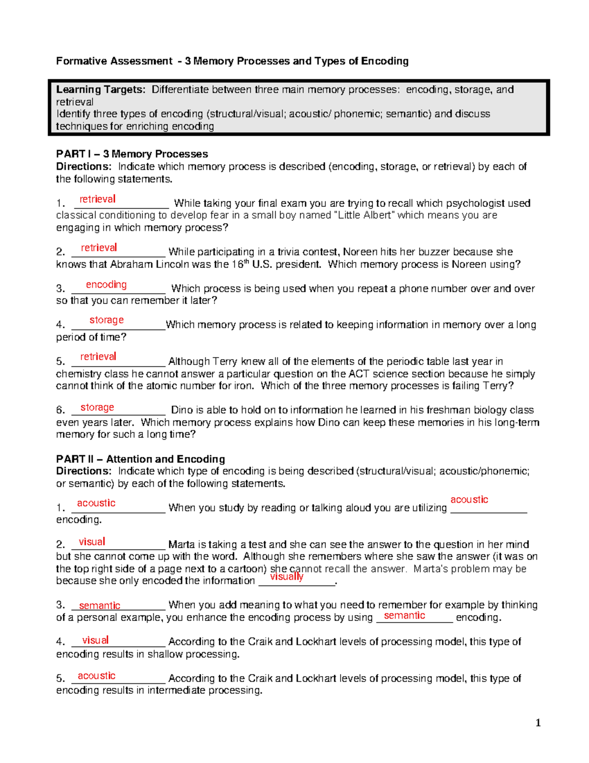 Psych 101 - Final Exam Notes on 3 Memory Processes & Encoding - Studocu