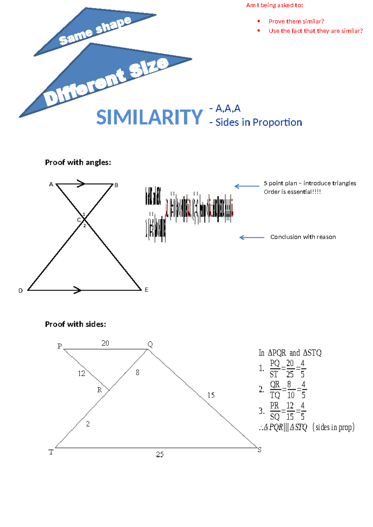 Similarity in Triangles: Finding Ratios and Proofs (MATH101) - Studocu