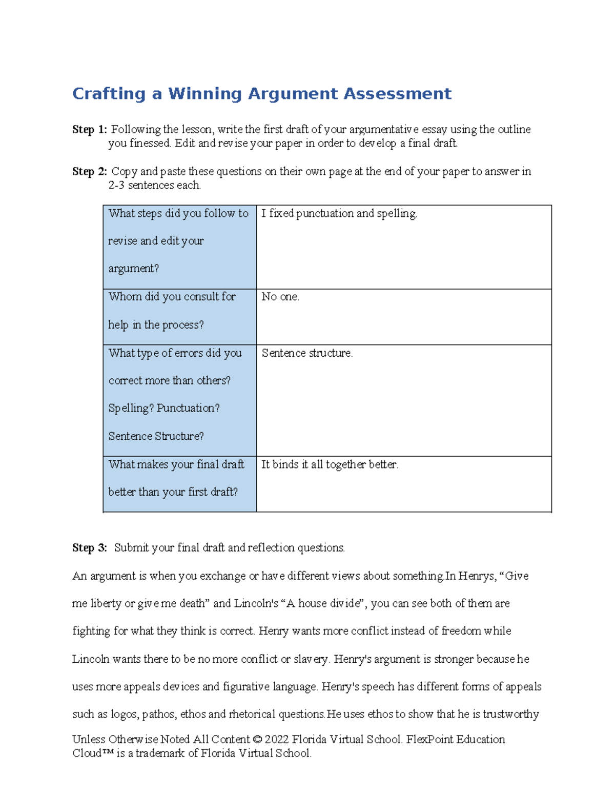Crafting a Winning Argument Essay Assessment (4.06) - Studocu