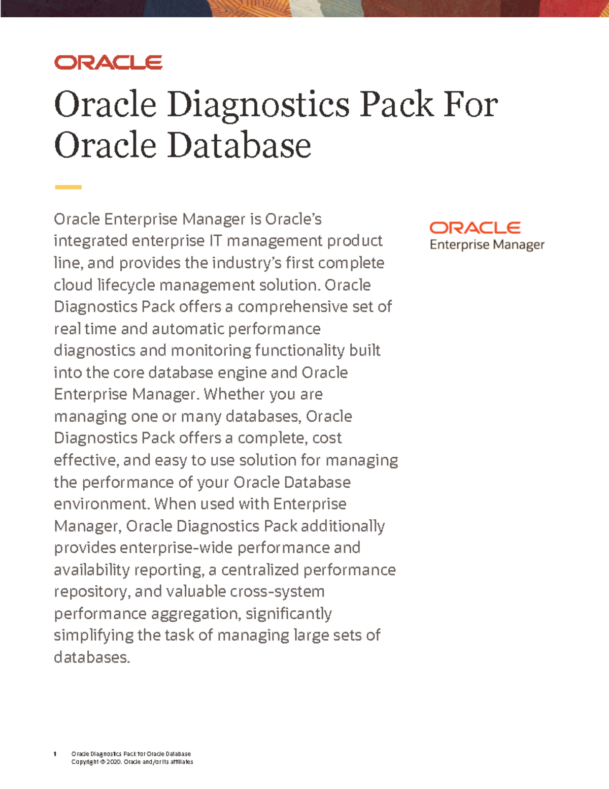 Oracle Diagnostics Pack Overview for EM13c: Performance Management Insights - Studocu