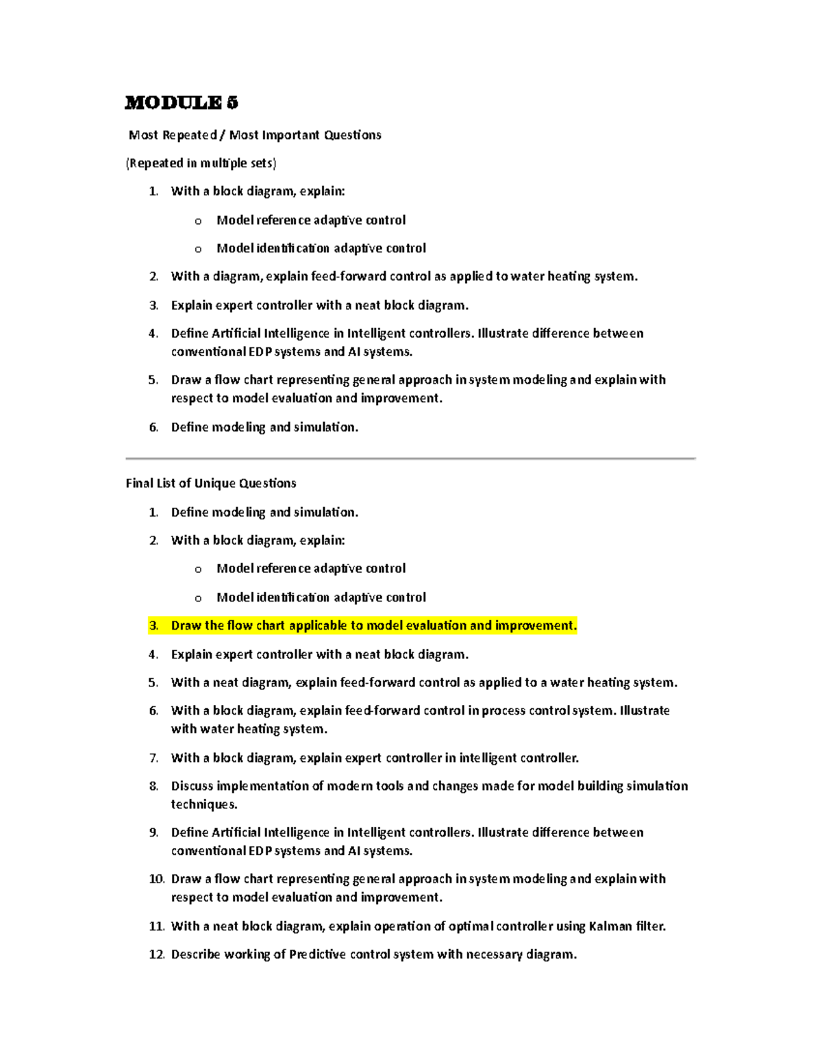 Mod5: Key Questions on Adaptive Control & AI Systems - Studocu