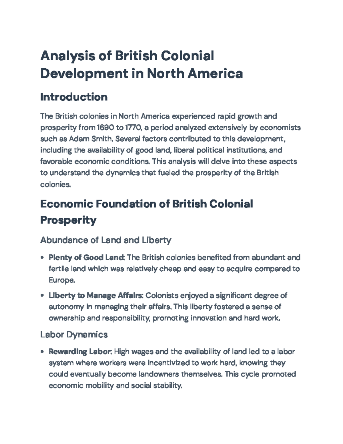 Analysis of British Colonial Growth in North America (HIST 101) - Studocu
