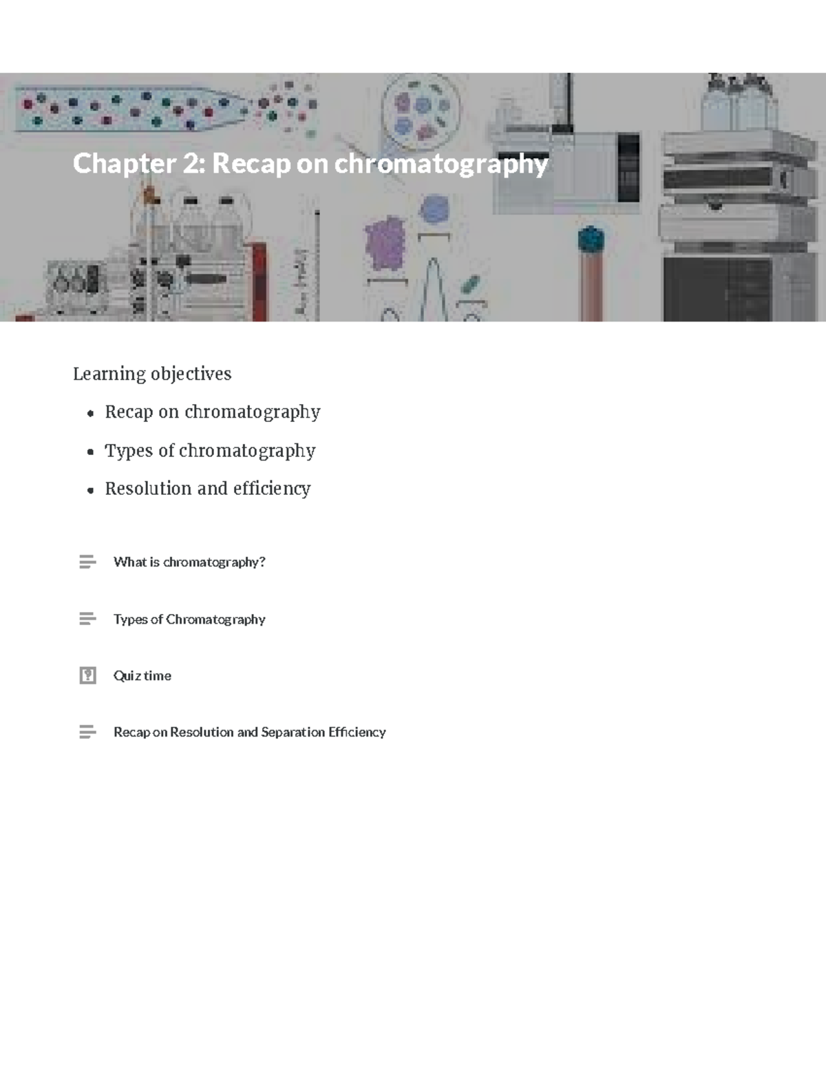Chapter 2 recap - Gas Chromatography - ####### Learning objectives ...