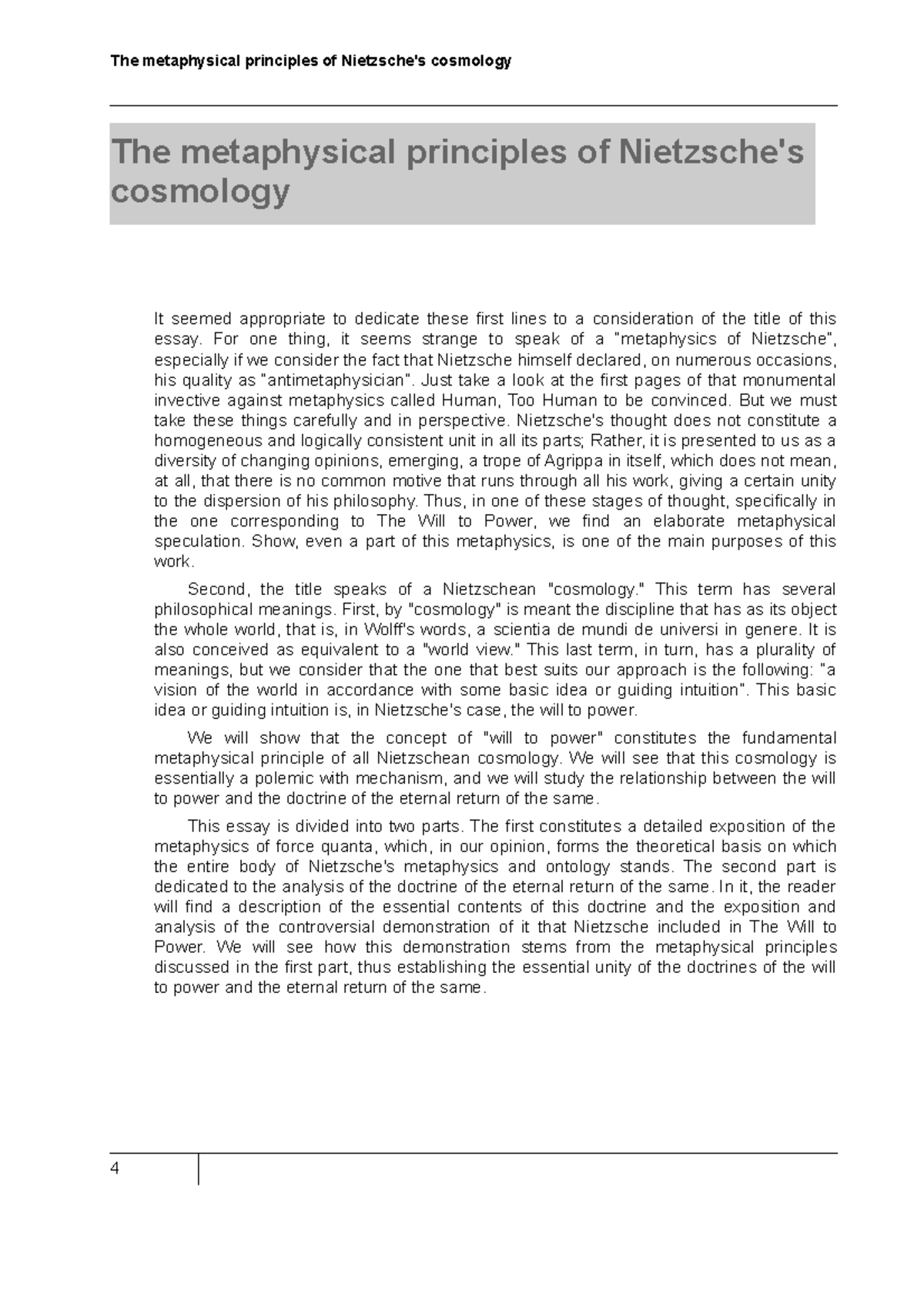 Nietzsche's Metaphysical Cosmos: Principles of Will to Power Analysis ...