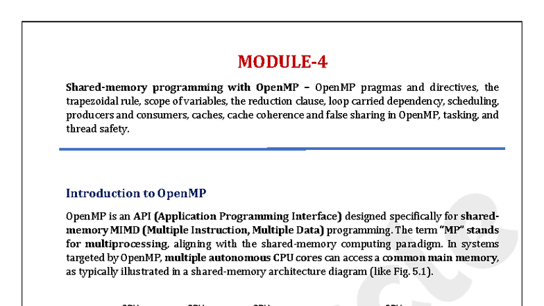 BCS702 Module 4: OpenMP Programming Concepts and Techniques - Studocu