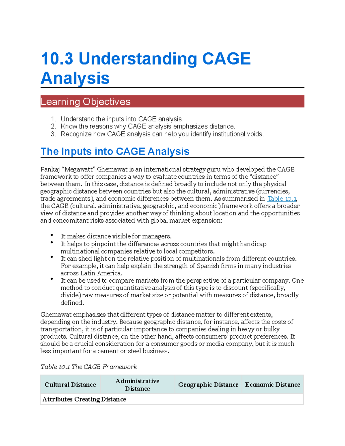 CAGE Analysis: Insights into Market Distance and Institutional Voids ...