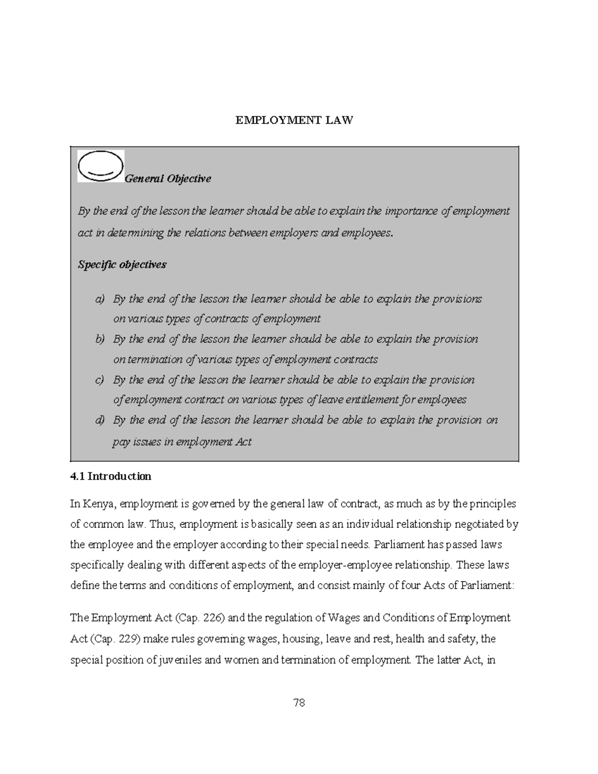 Employment LAW - Chapter Summary & Key Provisions Notes - Studocu