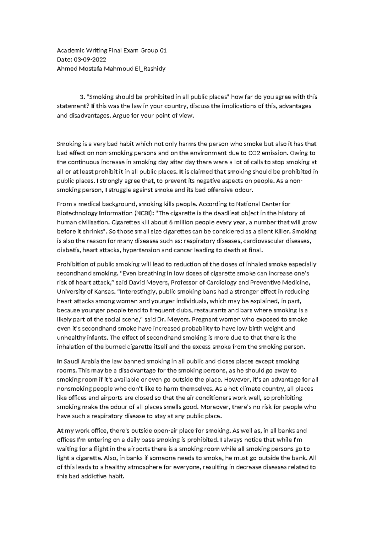 Final Exam - academic writing - Academic Writing Final Exam Group 01 ...