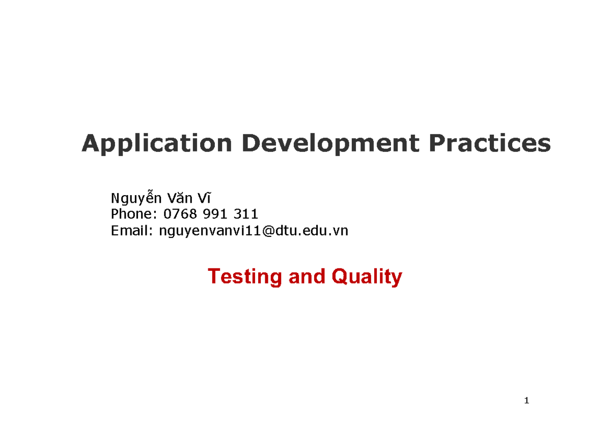 CMU-CS 246 - ADP - 13 - Testing and Quality Practices - Studocu
