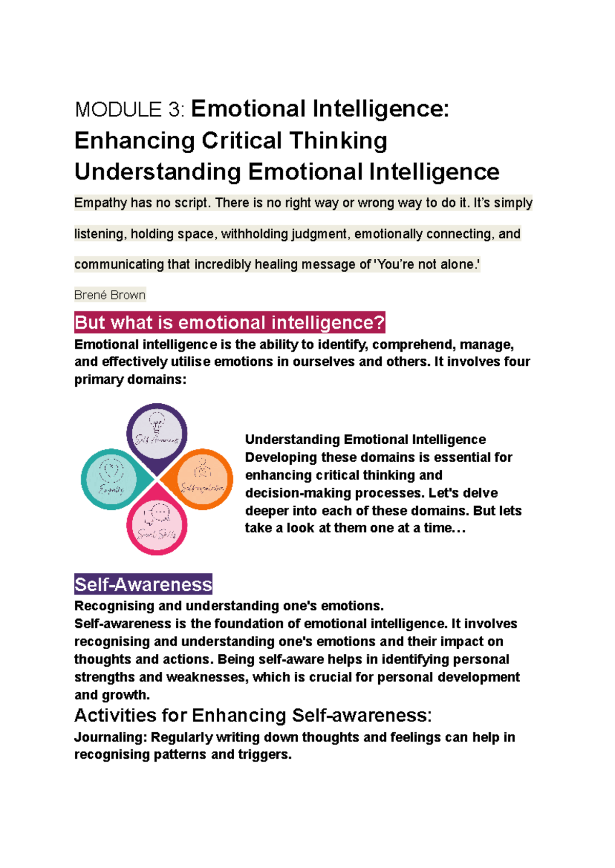 Module 3: Emotional Intelligence & Critical Thinking Enhancement Guide ...
