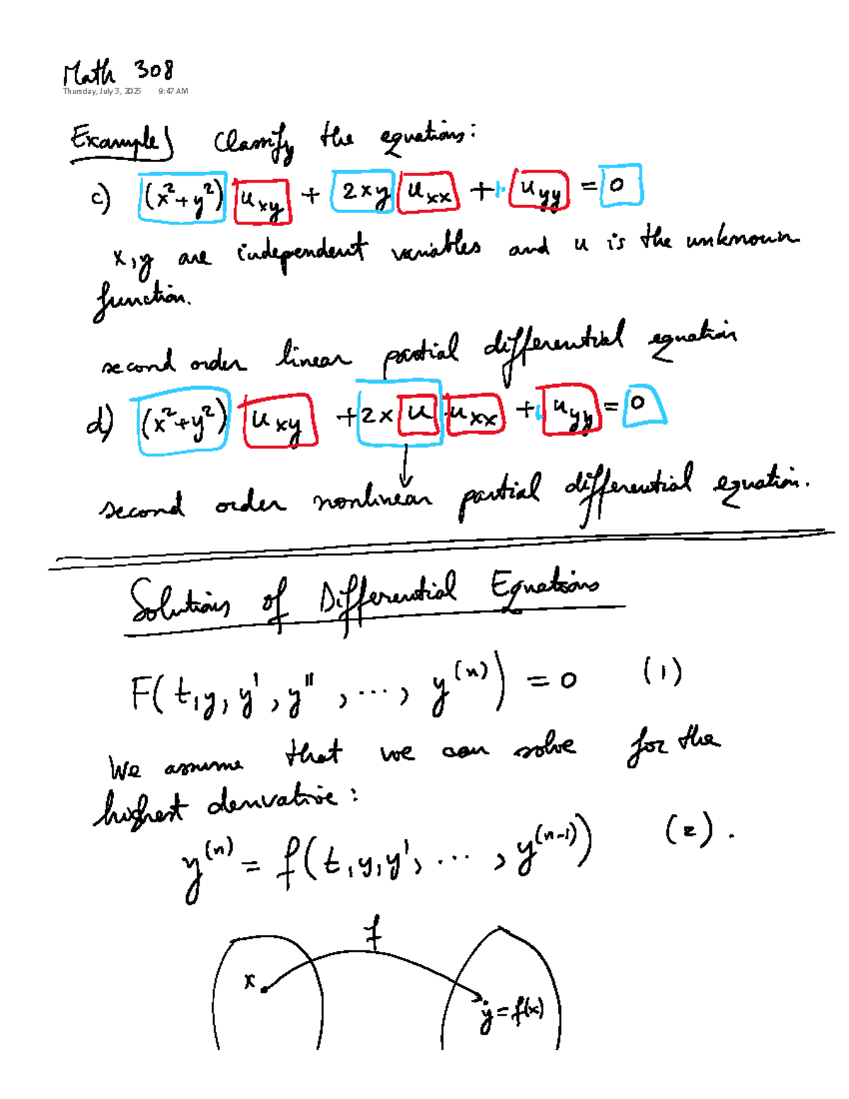 Math 308 Lecture 2 - Differential Equations Notes - Studocu