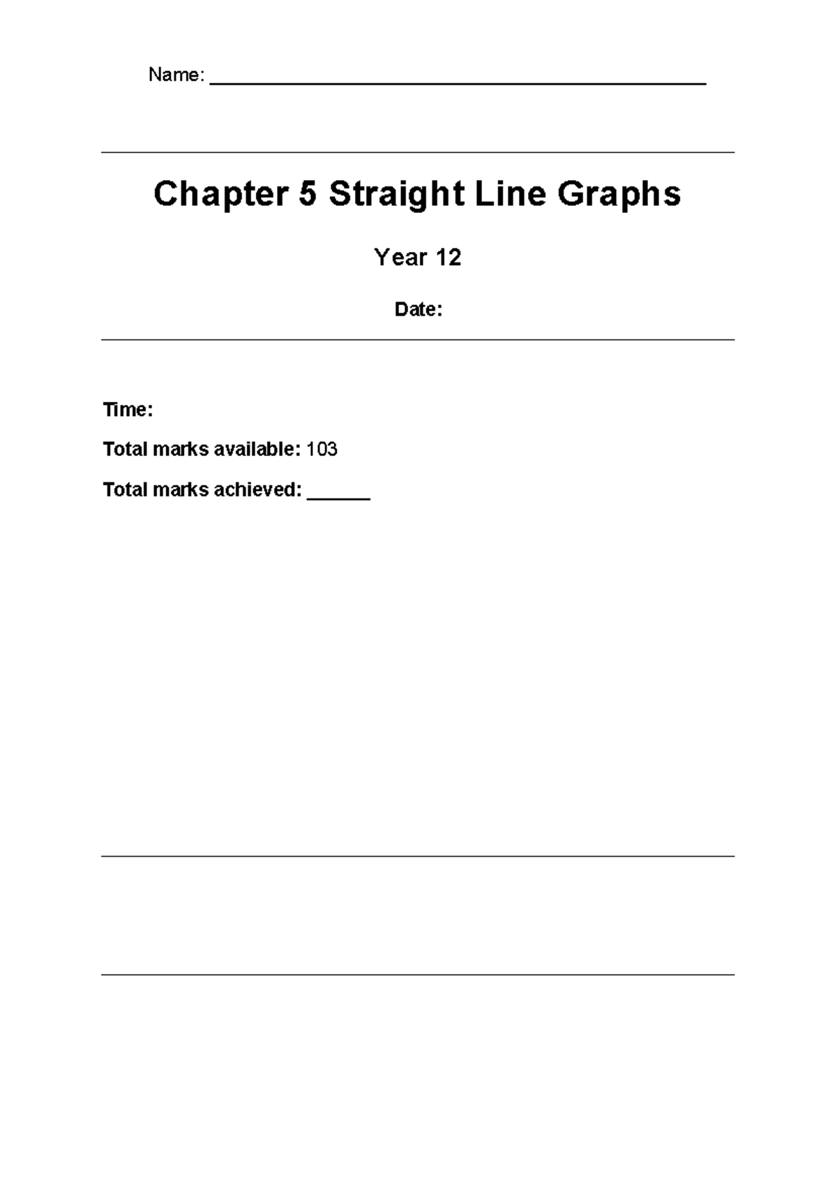 P1 Year 12 Chapter 5 - Straight Line Graphs Study Notes - Studocu