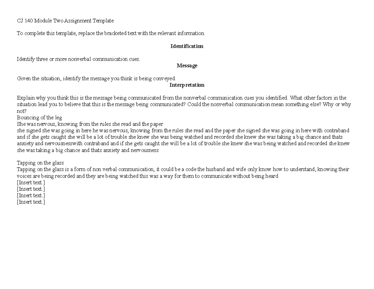 CJ 140 Module Two Assignment Template - Identification Identify three ...
