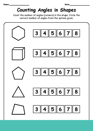Tracing and Counting Angles - 2nd Grade Worksheet - Name: Date: Tracing ...