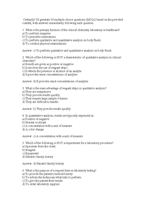 Parasitology MCQ Set: 50 Key Questions with Answers for Study - Studocu