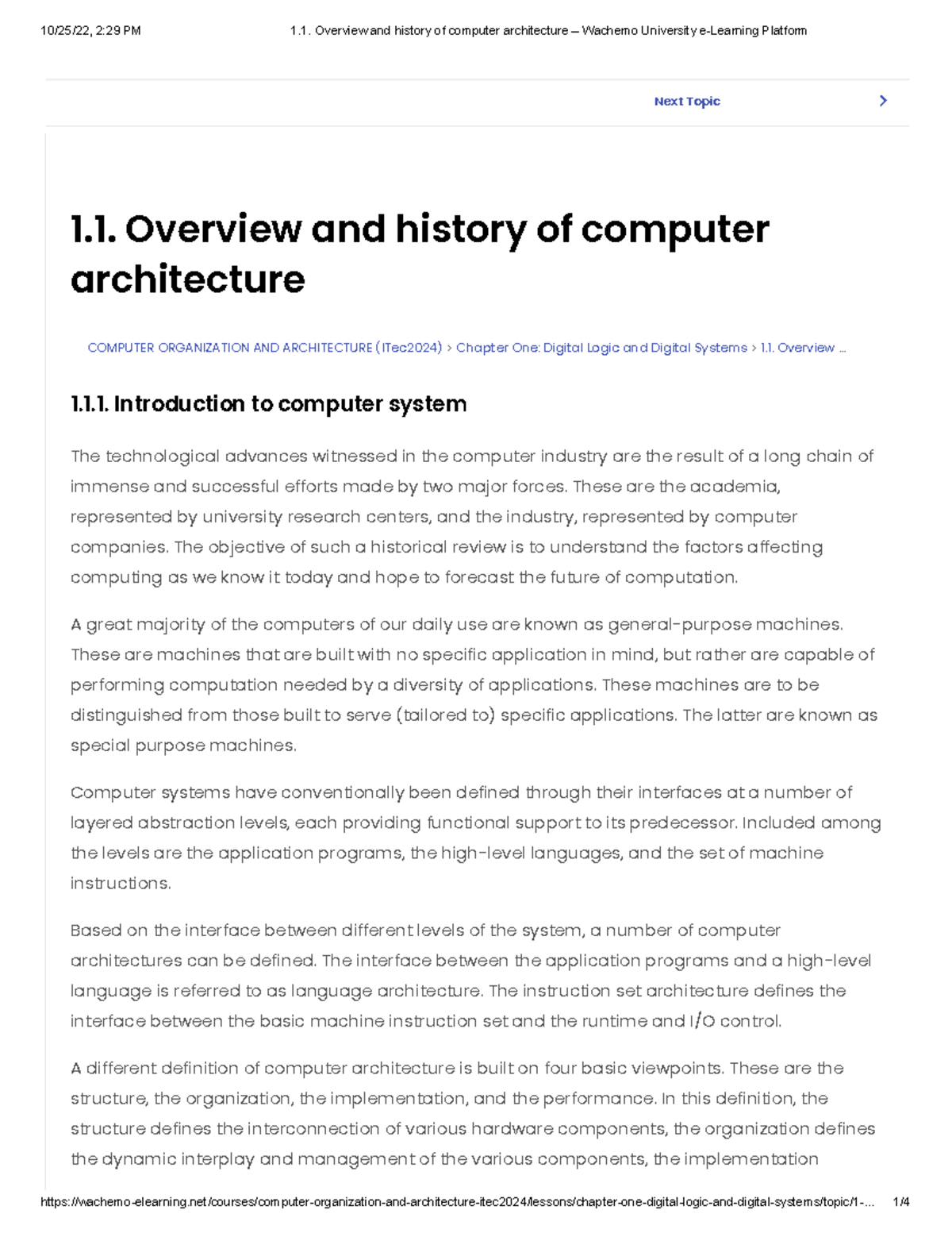 Overview & History of Computer Architecture - ITec2024 (Chapter 1 ...