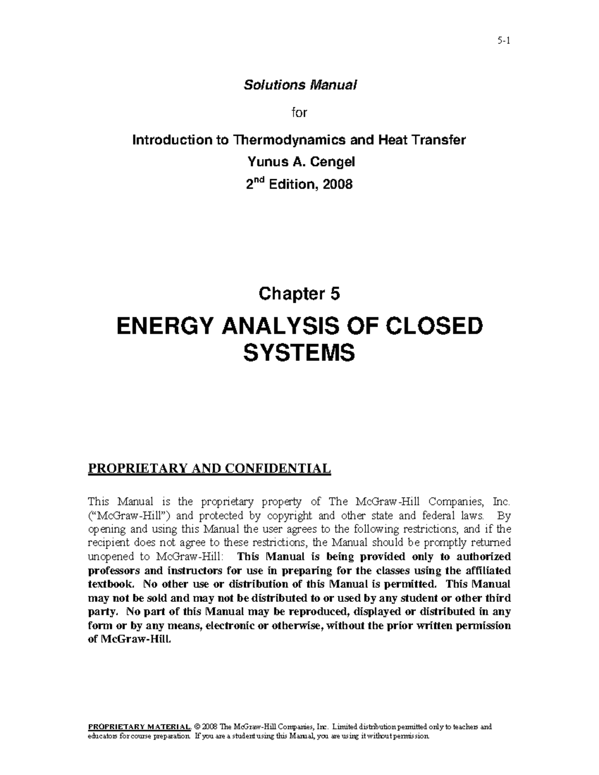 ENGG1500 Intro to Thermodynamics & Heat Transfer 2e Solutions Manual ...