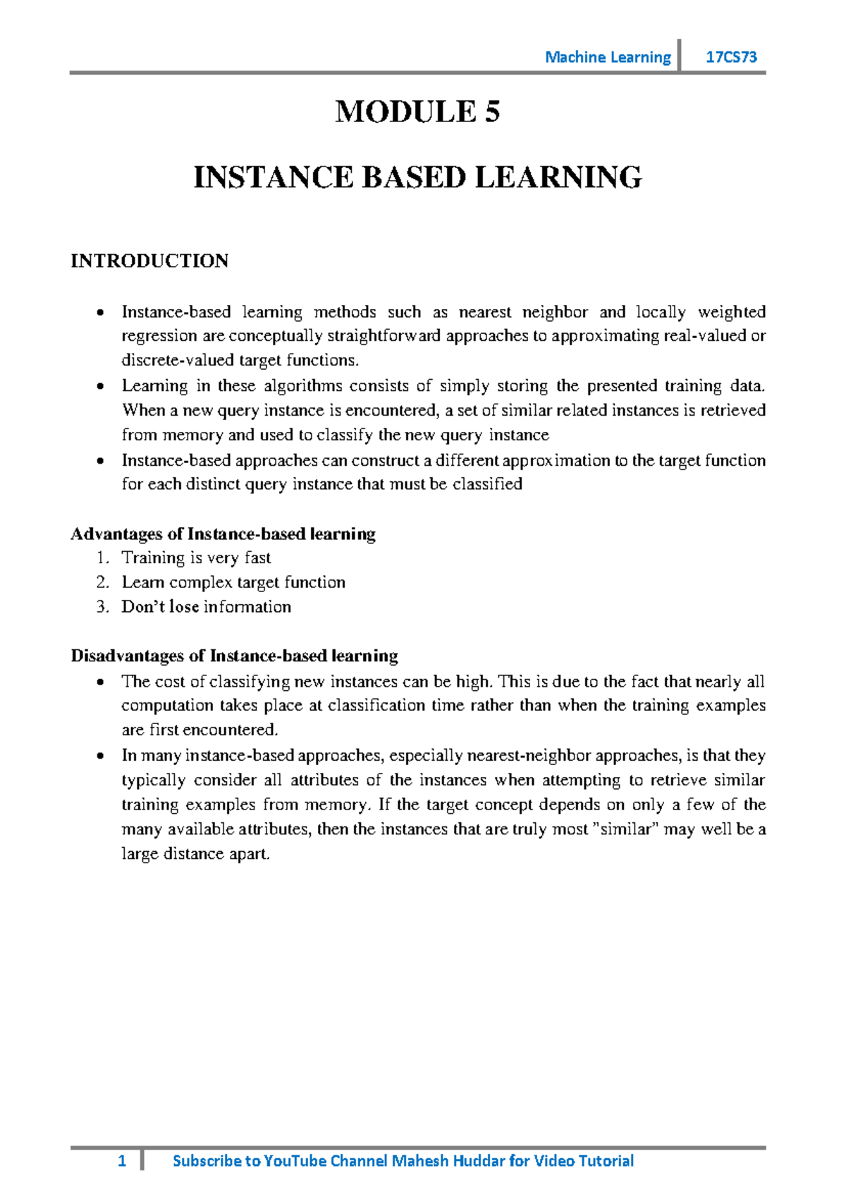 17CS73 - Machine learning notes - Vtupulse - MODULE 5 INSTANCE BASED ...