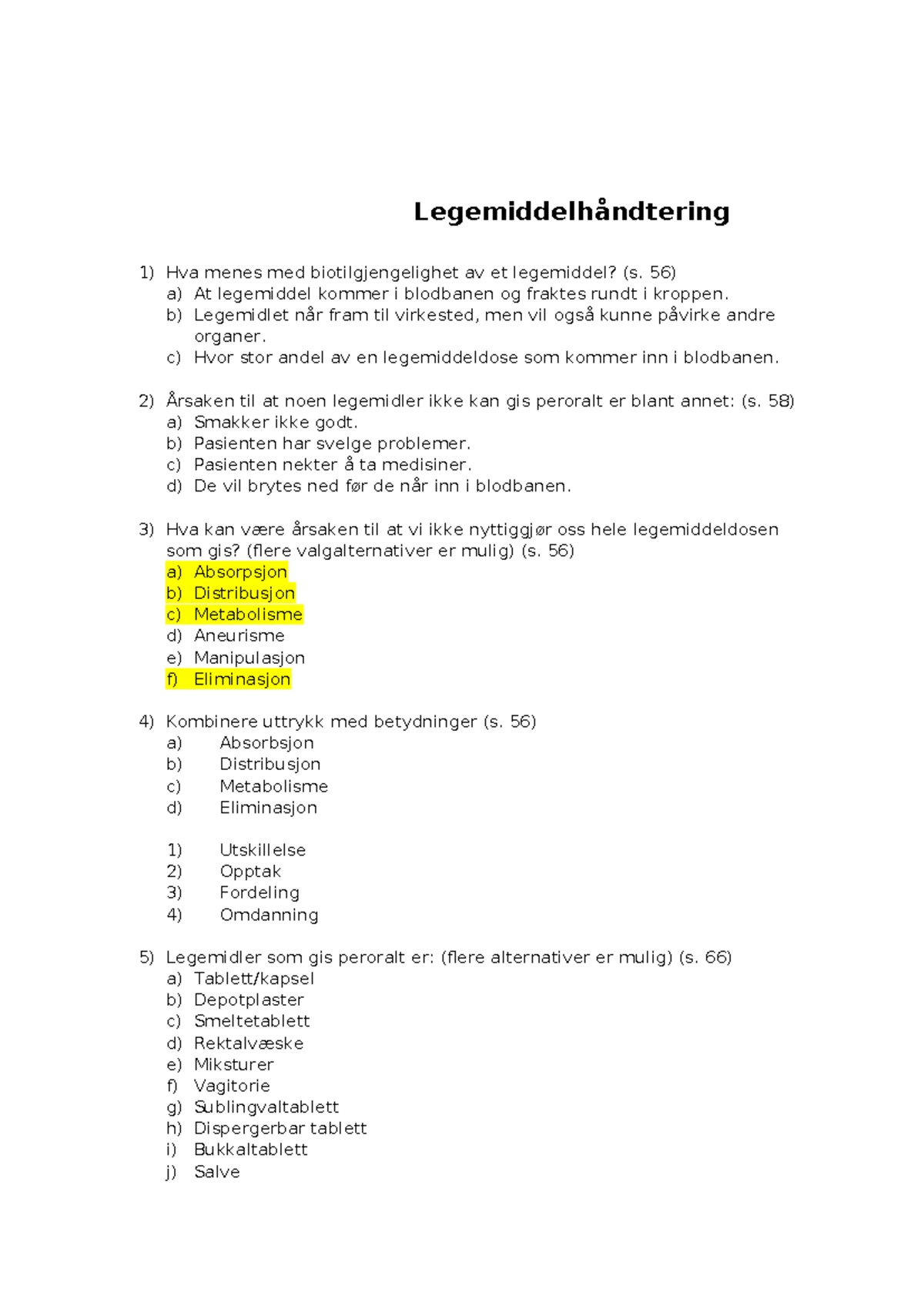 Flervalgsoppgaver legemiddel håndtering - Legemiddelhåndtering Hva ...