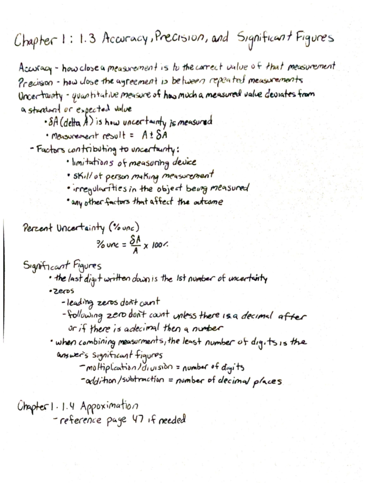 Chapter 1: Accuracy, Precision, & Significant Figures Notes - Studocu