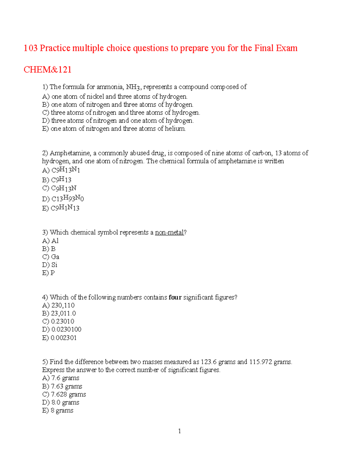 103 Practice multiple choice questions for the Final Exam - Tagged ...