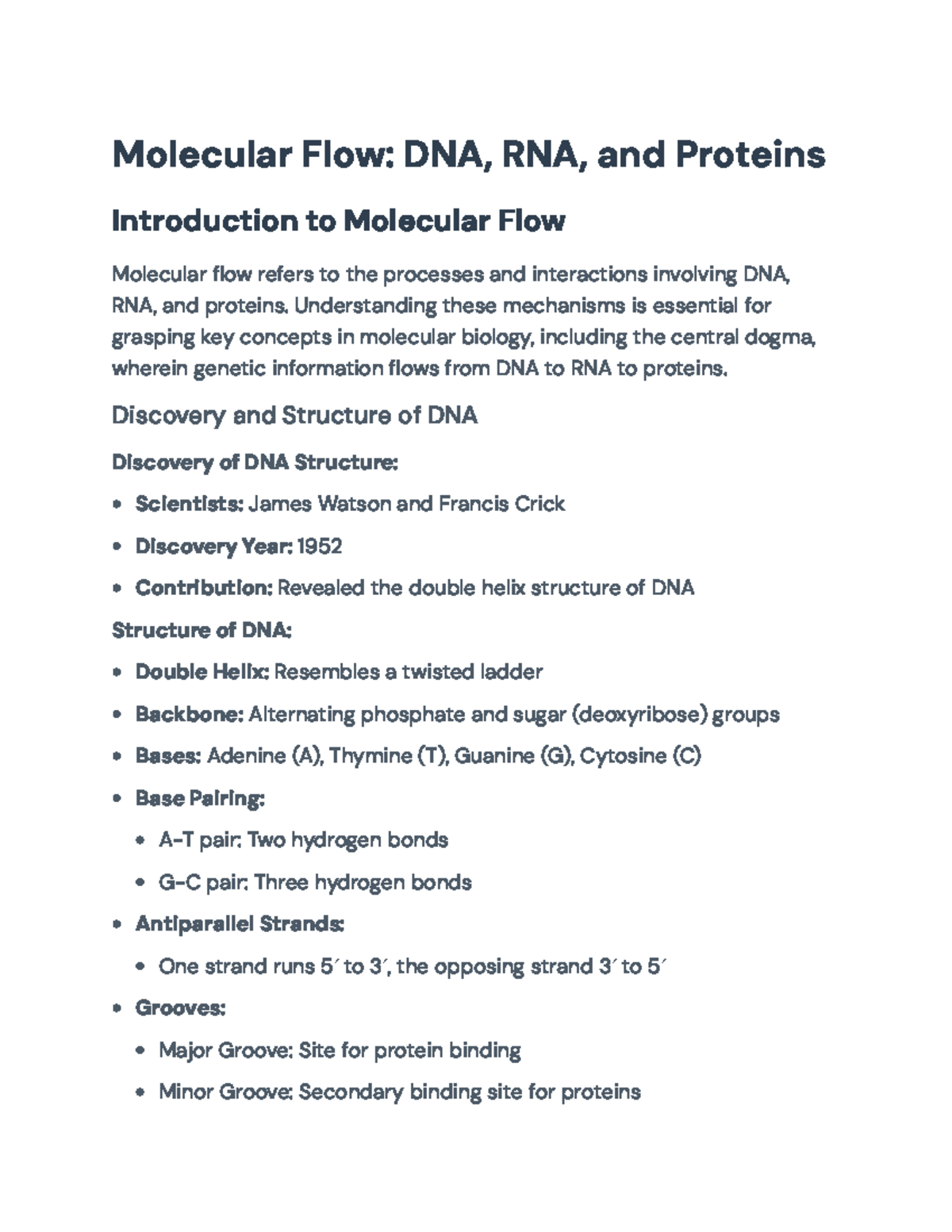 Molecular Flow: Understanding DNA, RNA, and Proteins in Biology ...