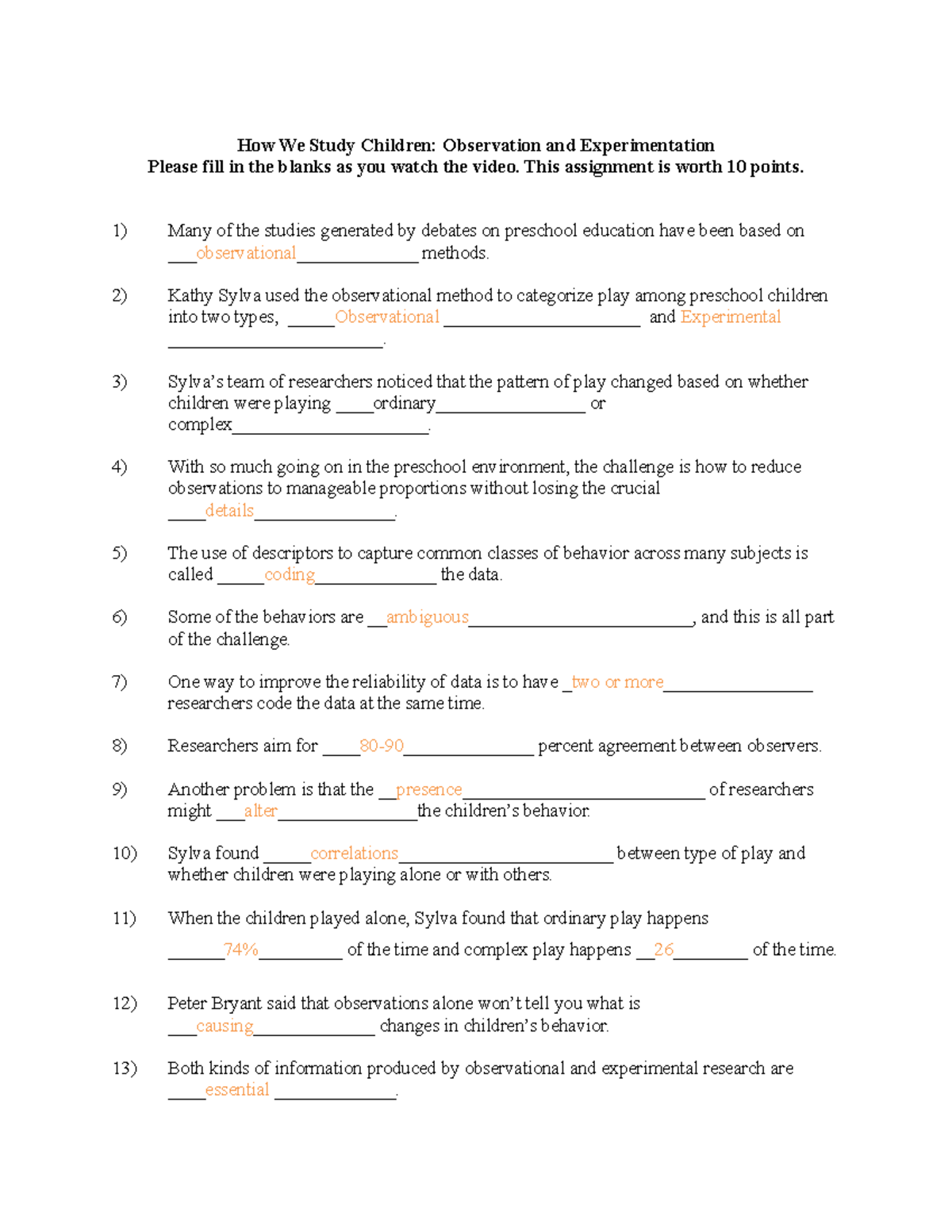 Ch1-Activity Worksheet - How We Study Children: Observation and ...