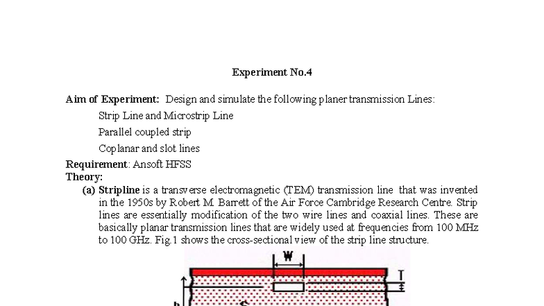 RF Simulation Lab: Experiments 4, 5, and 6 on Transmission Lines and Amplifiers - Studocu