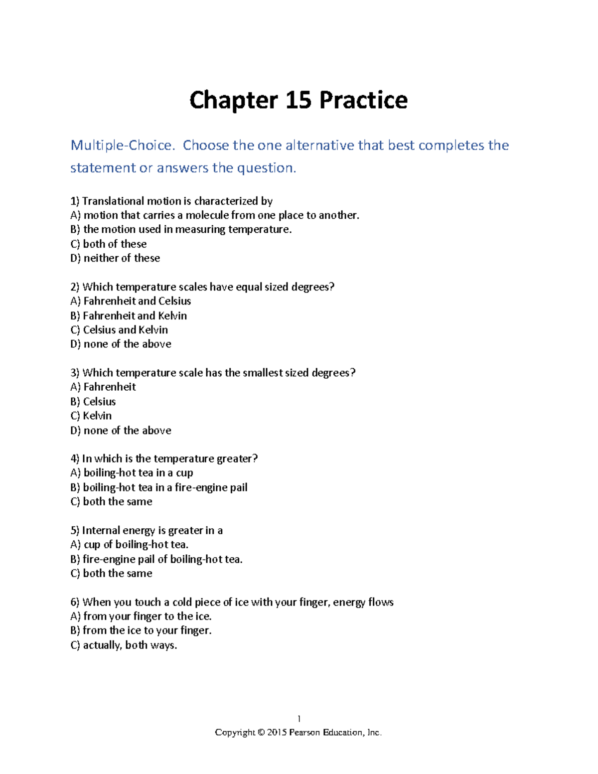 Chapter 15 Practice Test: Key Concepts and Questions - Studocu