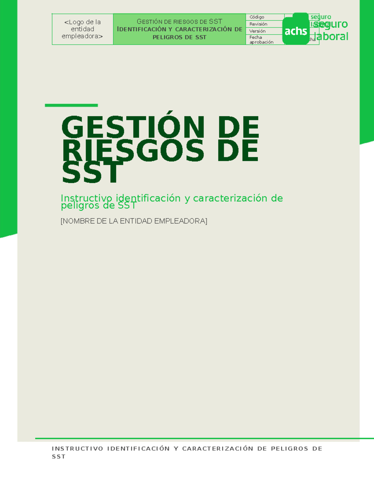 Instructivo IPER: Identificación y Caracterización de Peligros de SST - Studocu