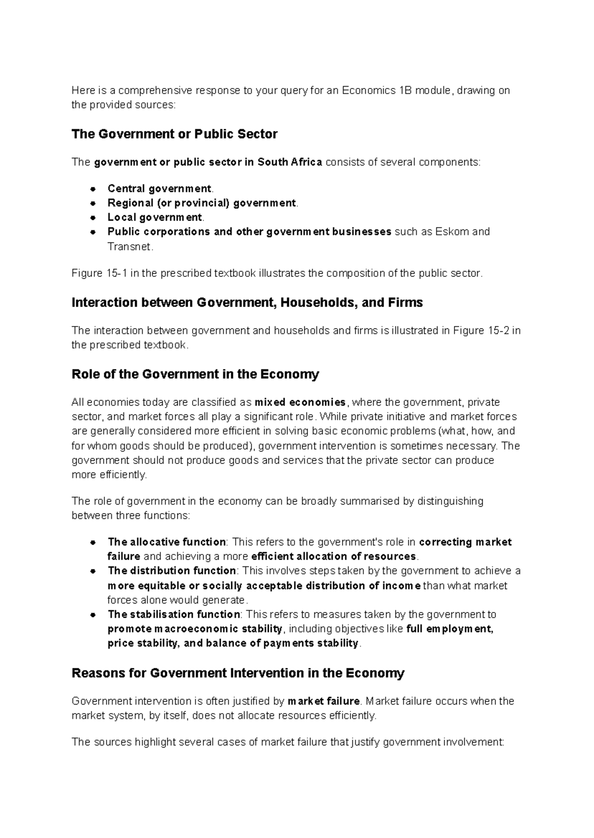 Learning Unit 3: Economics 1B Comprehensive Notes on Government and ...