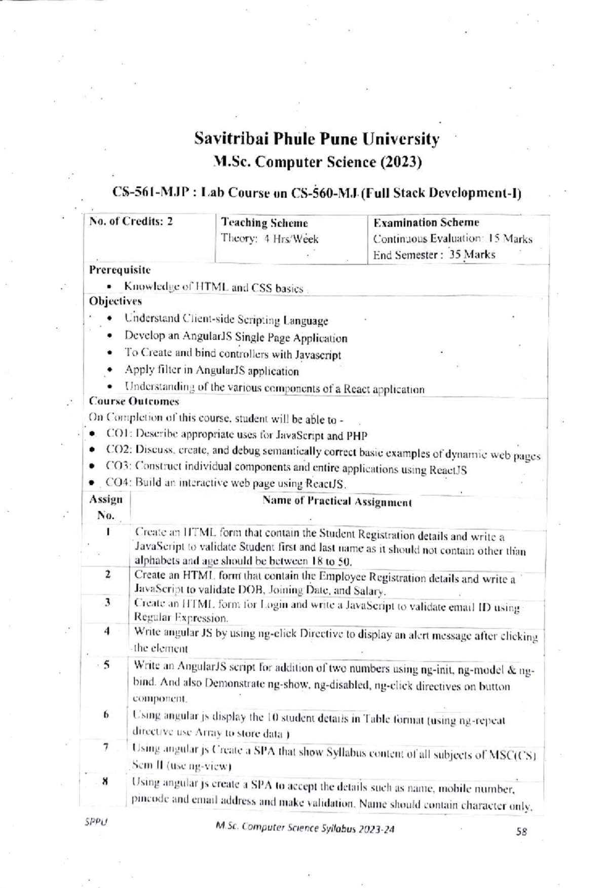 M.Sc. Computer Science (2023) Lab Course on CS-560-MJ: Full Stack ...