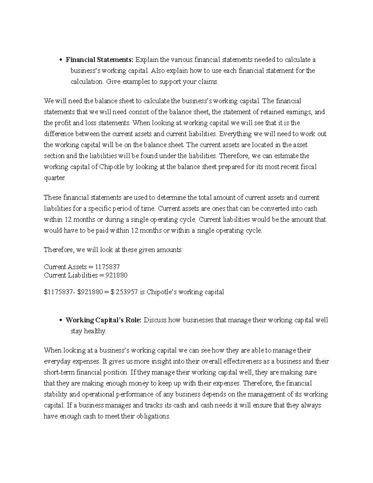 FIN-320 Module 5 Working Capital Analysis and Management Report - Studocu