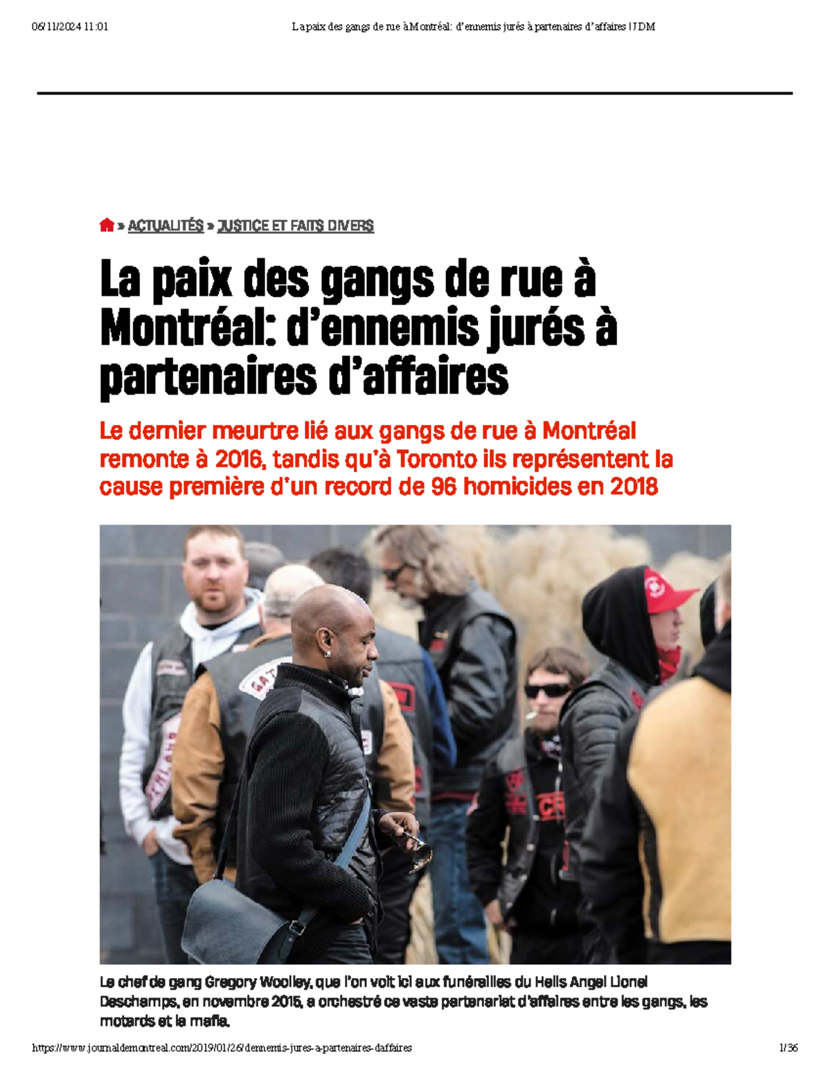 La paix des gangs de rue à Montréal: de rivaux à partenaires JDM - Studocu