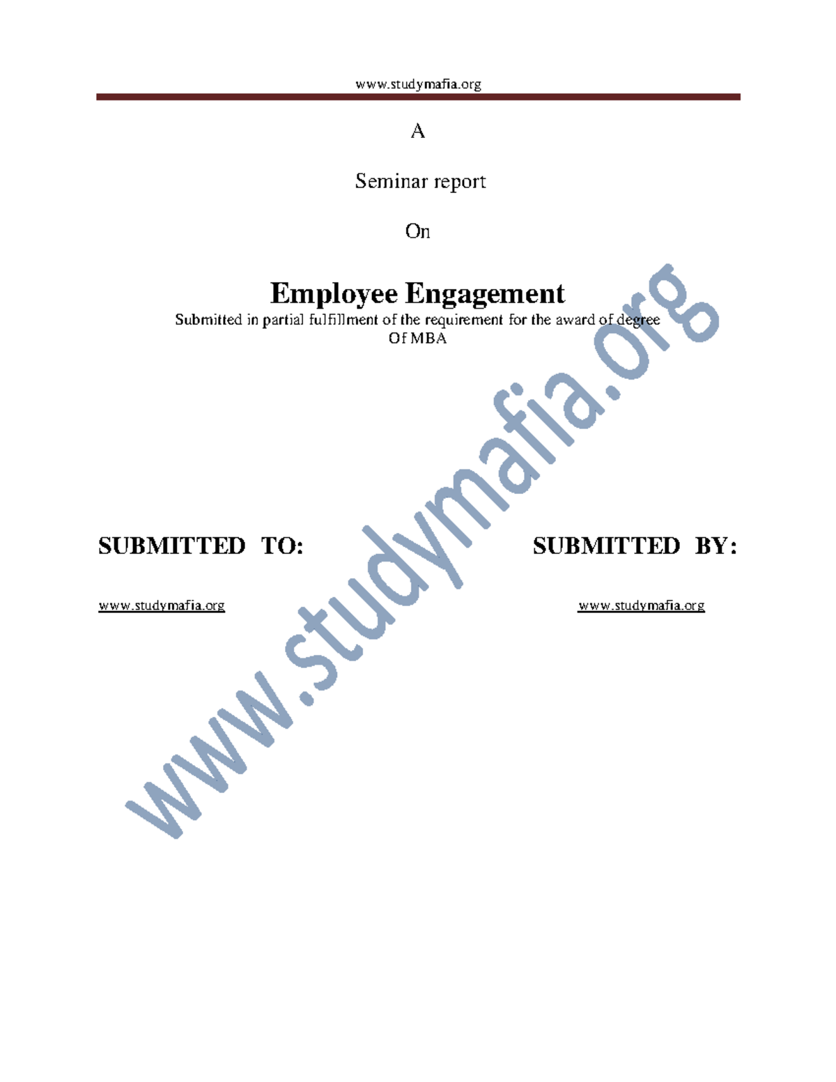 MBA Seminar Report on Employee Engagement Analysis and Insights - Studocu