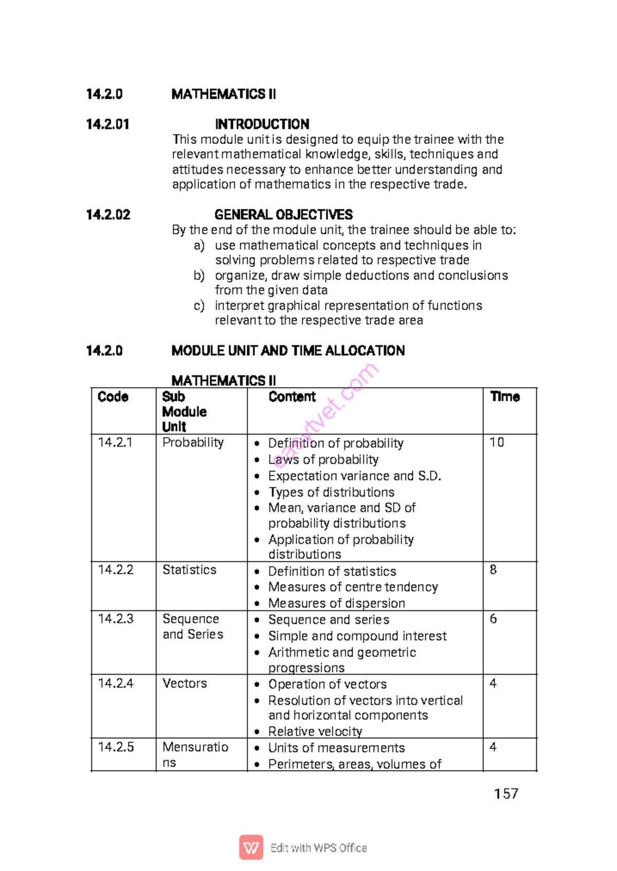 MATHEMATICS II Course Outline: Key Concepts and Objectives - Studocu