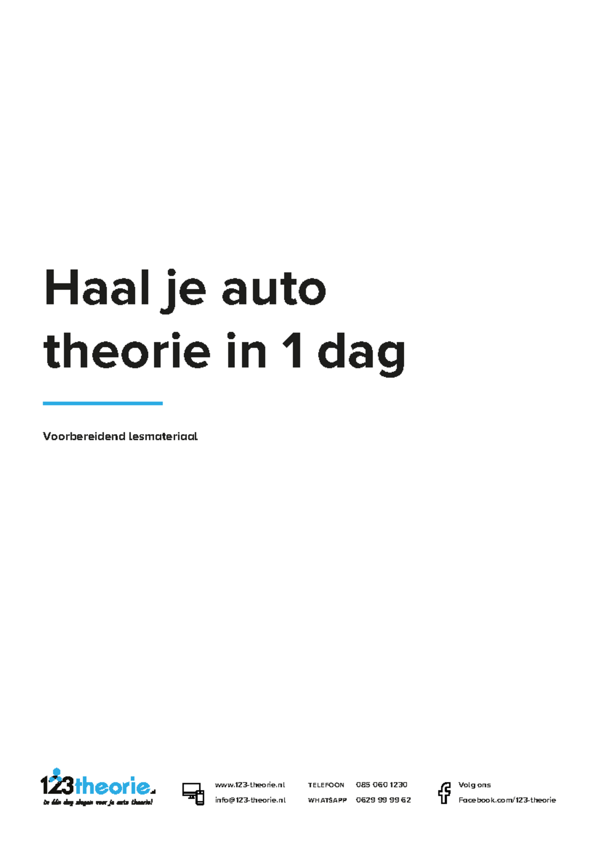 Voorbereidend Lesmateriaal Auto Theorie - 123theorie-3 - Studeersnel