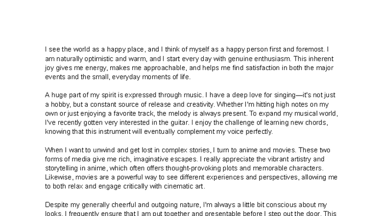 Optimism and Creativity: A Personal Essay on Happiness - Studocu