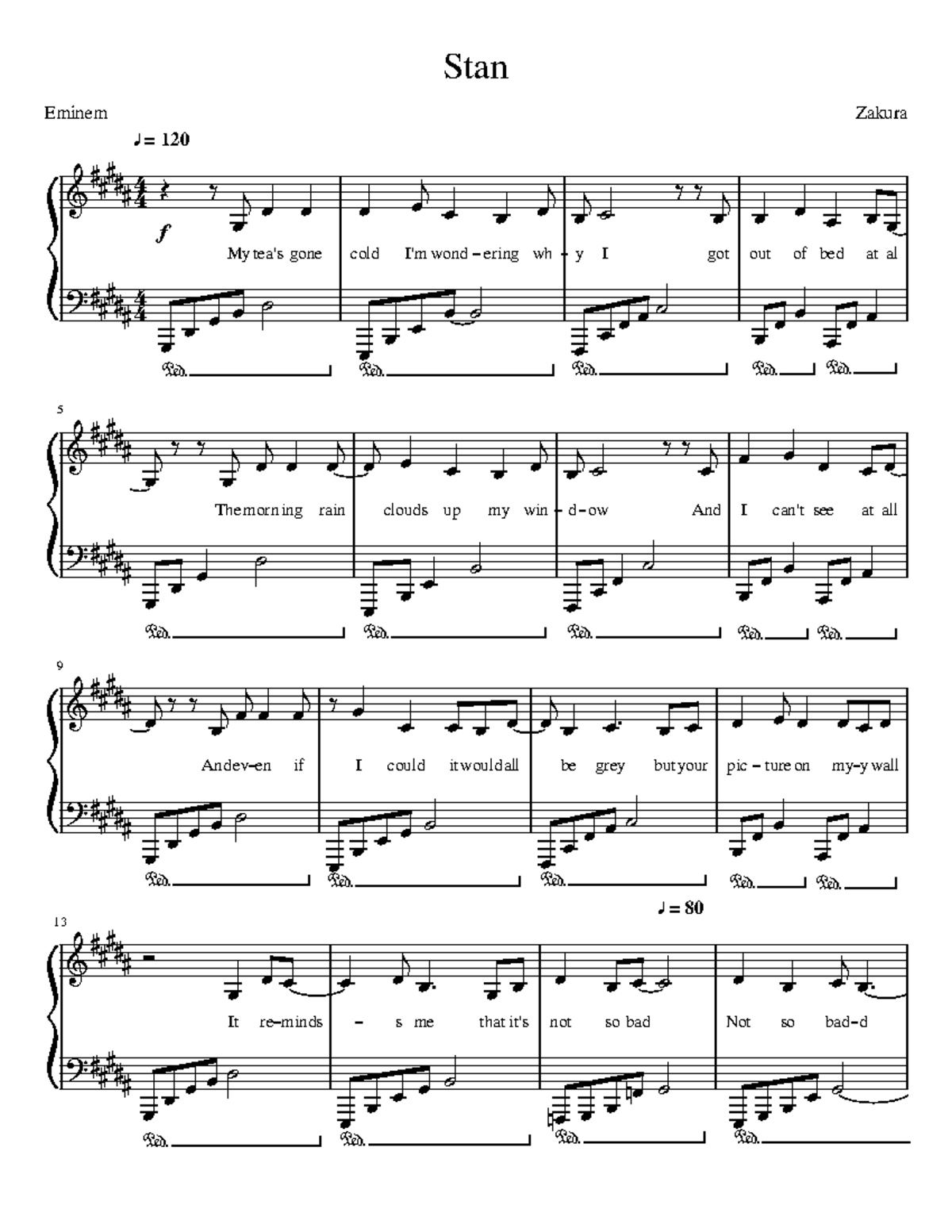 Eminem Stan Sheet Music Analysis - ENG 120 Final Exam - Studocu