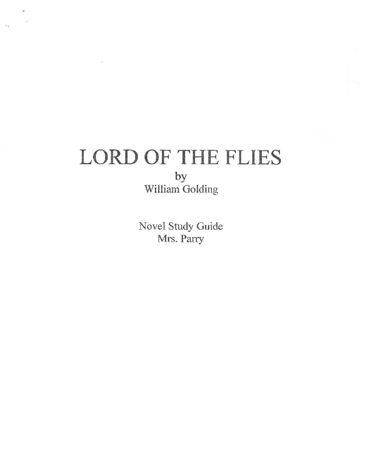 Lord of the Flies Study Guide 2 - LORD OF THE FLIES William Golding ...